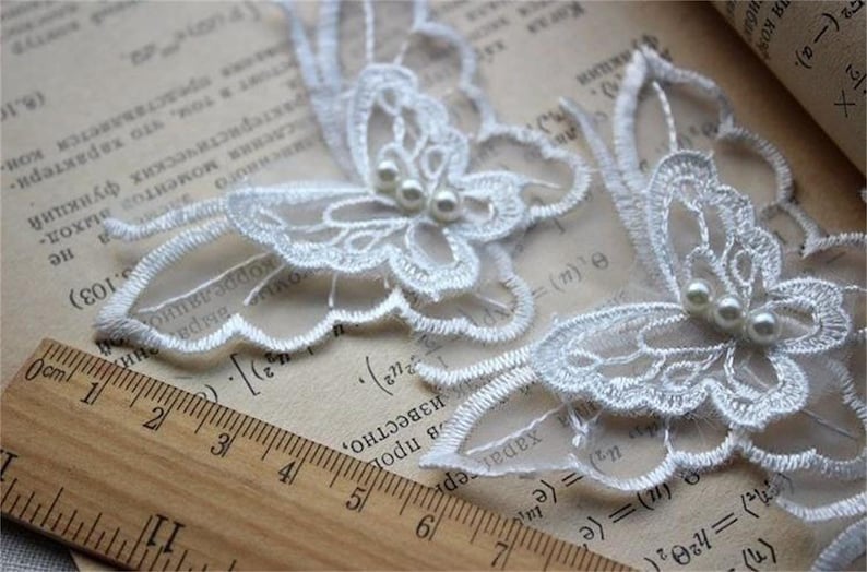 Organza Butterfly Applique Lace off White Butterfly Pearls - Etsy