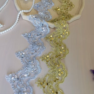 Classic Gold and Silver Beaded Sequin Car Bone Lace Trim, Dress Wedding ...