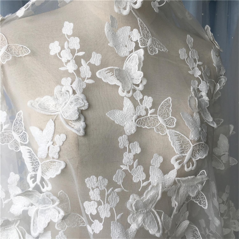 White Butterfly Fabric Bridal Butterfly Lace Fabric 3D - Etsy