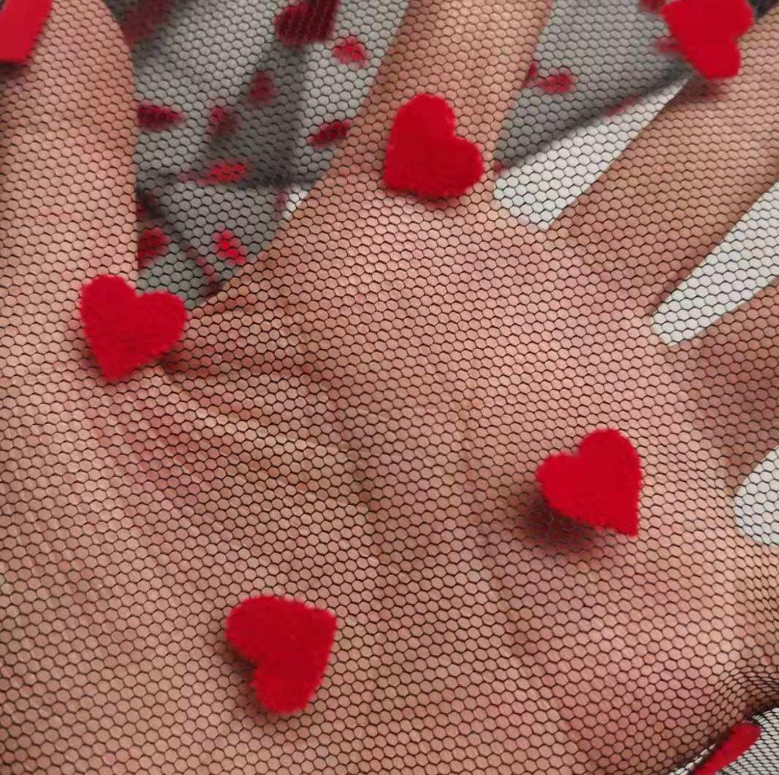 High-quality Hearts gauze fabric red heart-shaped mesh | Etsy