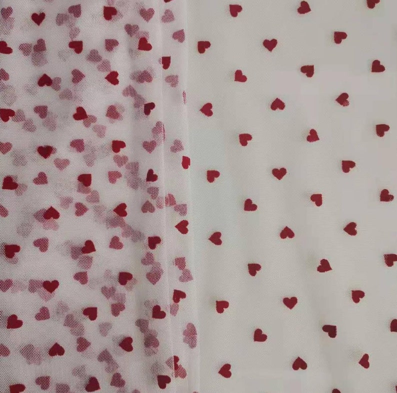 High-quality Hearts Gauze Fabric Red Heart-shaped Mesh - Etsy