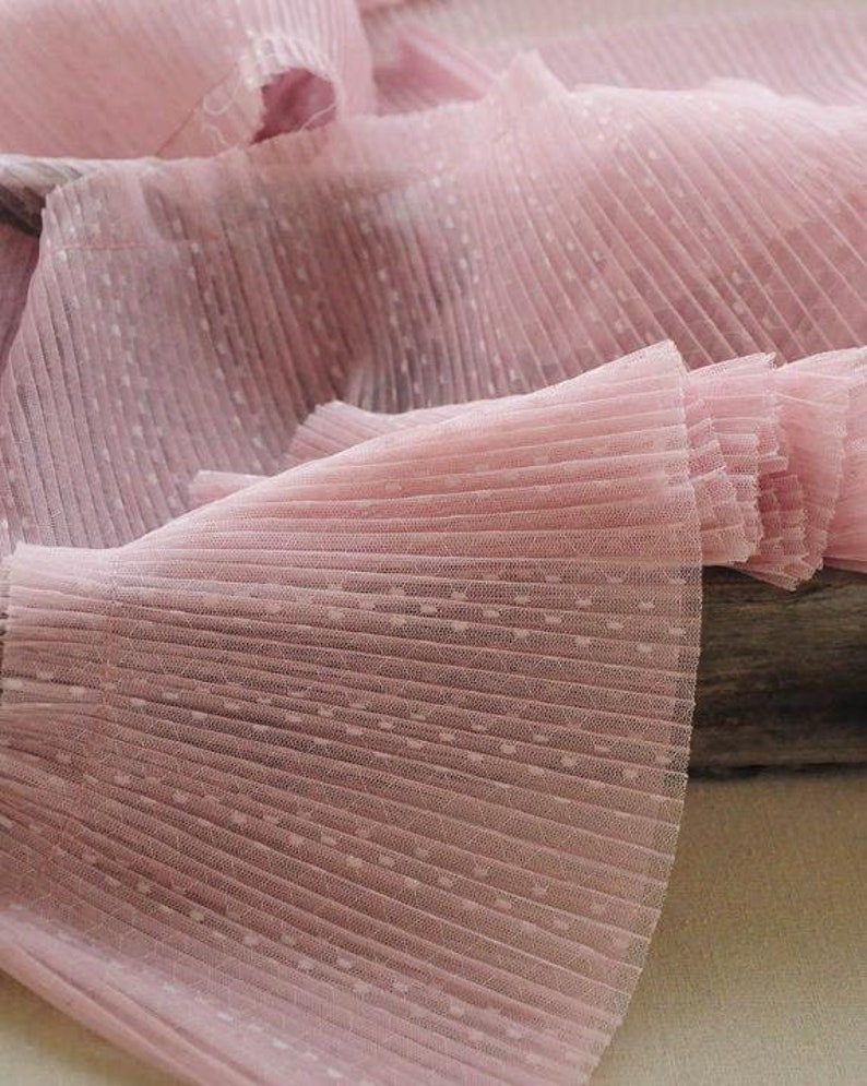 Vintage pleated tulle lace fabric wavelet dot mesh pleated | Etsy
