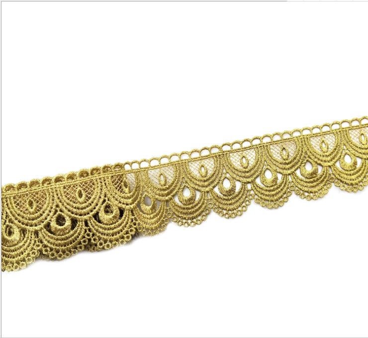 Vintage Gold Lace Trim, Scalloped Gold Venetian Lace Trim, Gold ...