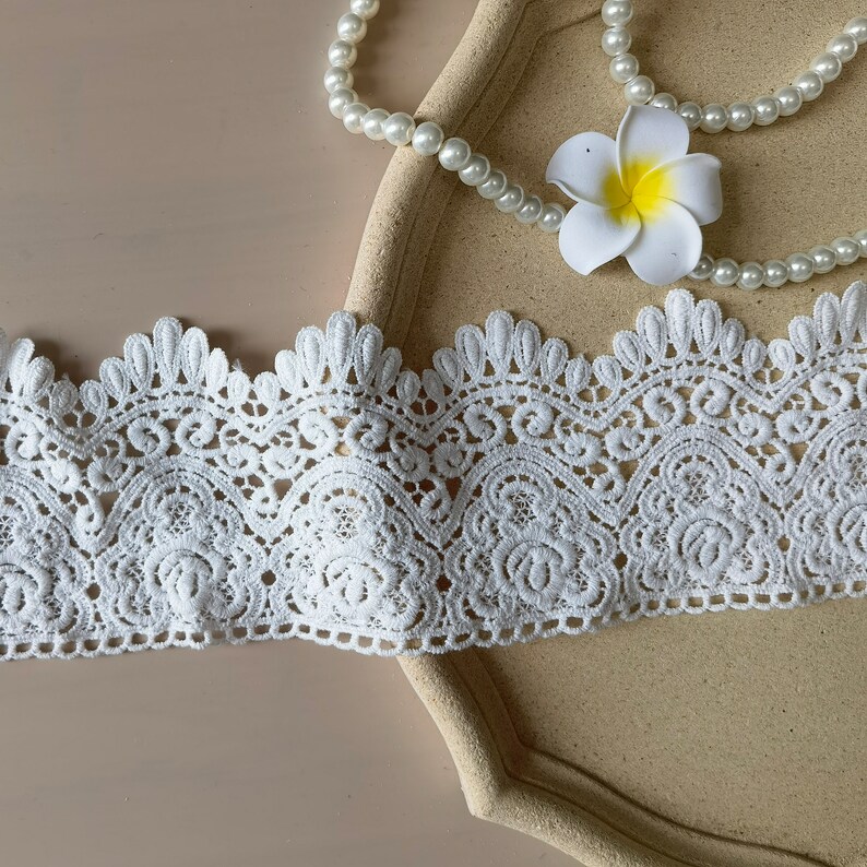 3.74 White Cotton Lace Trim Cotton Wedding Fabric | Etsy