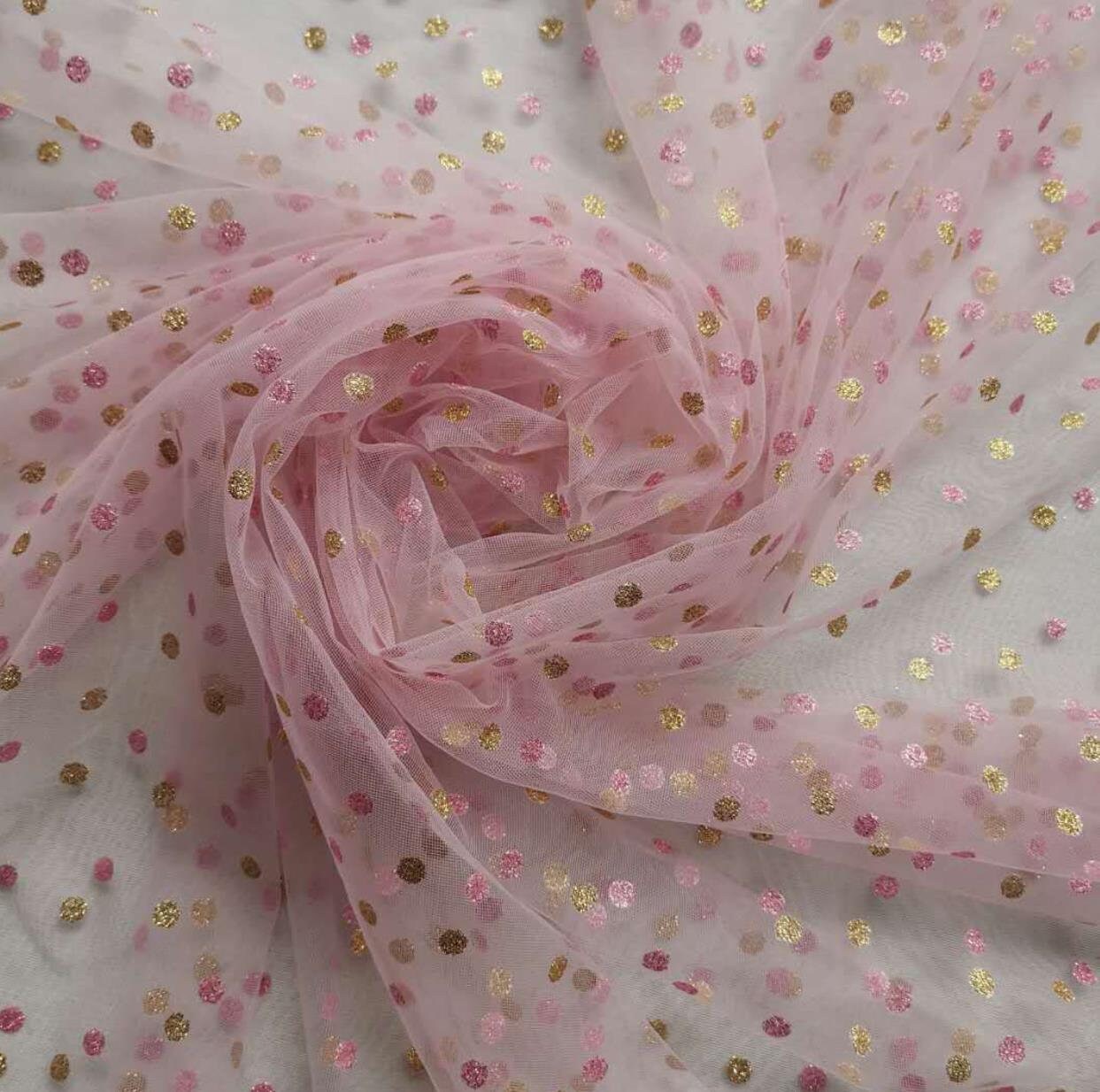 Multi-color Polka Dot Sequins Dotted on the Tulle Fabric, Suitable for ...