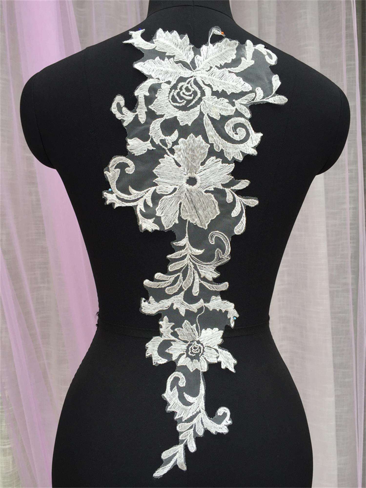 White Applique Large Bride Lace Applique Sleeveless Dress | Etsy