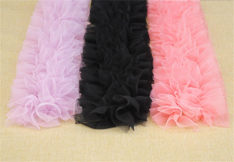 Multi-coloured Ruffled Tulle Trim Pink Pleated Mesh Tutu - Etsy