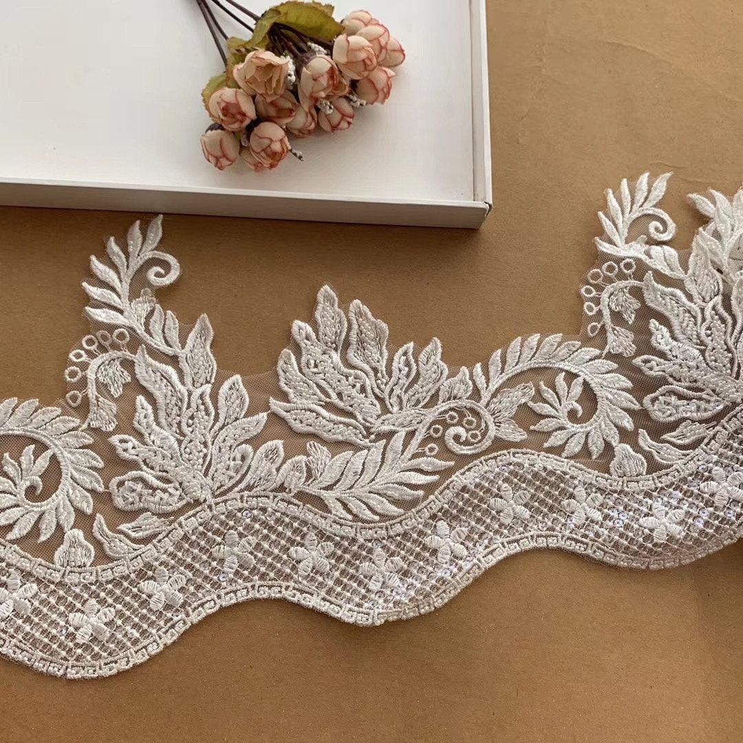 Milky White Beaded Lace, Wedding Dress, Bridal Veil, Lace Accessories ...