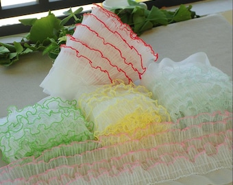 1.57 Wide Snow Gauze Belt With Organ Pleated Lace Trim, Suitable for ...