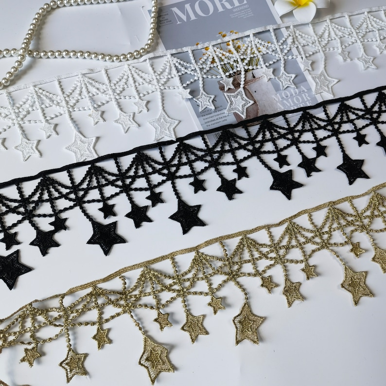 2 Yardsdelicate Star Lace Trim Stars Fringe Tassels Lace for | Etsy