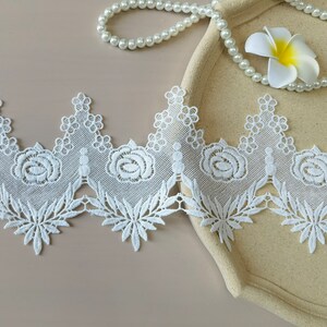 Vintage Fan-shaped Rose Lace Border, White Venetian Lace Border, 5.5 ...