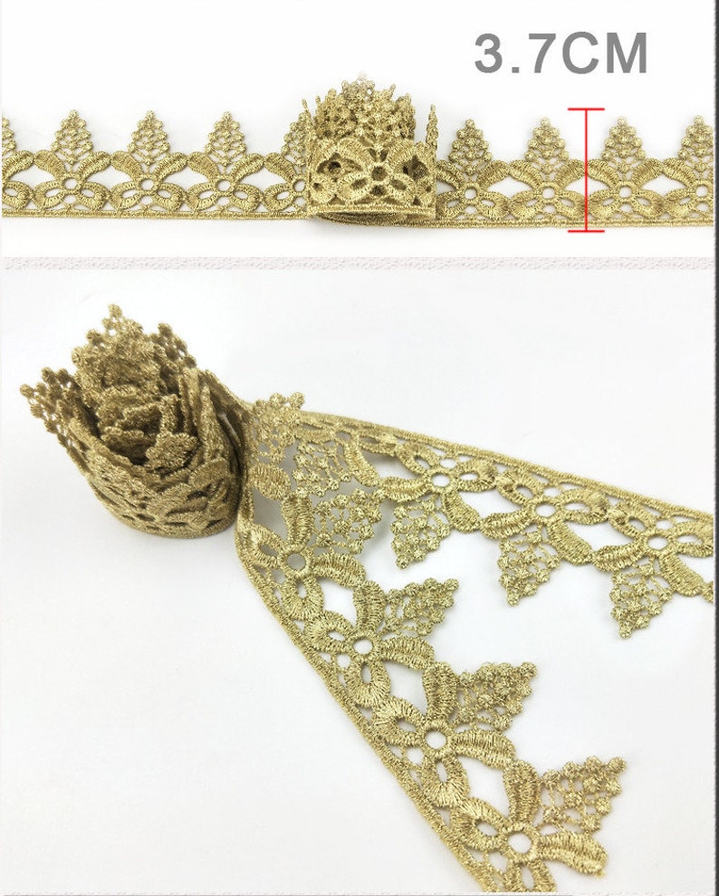 Metalic Gold Lace Trimming Golden Embroidered Lace EdgeFlower | Etsy