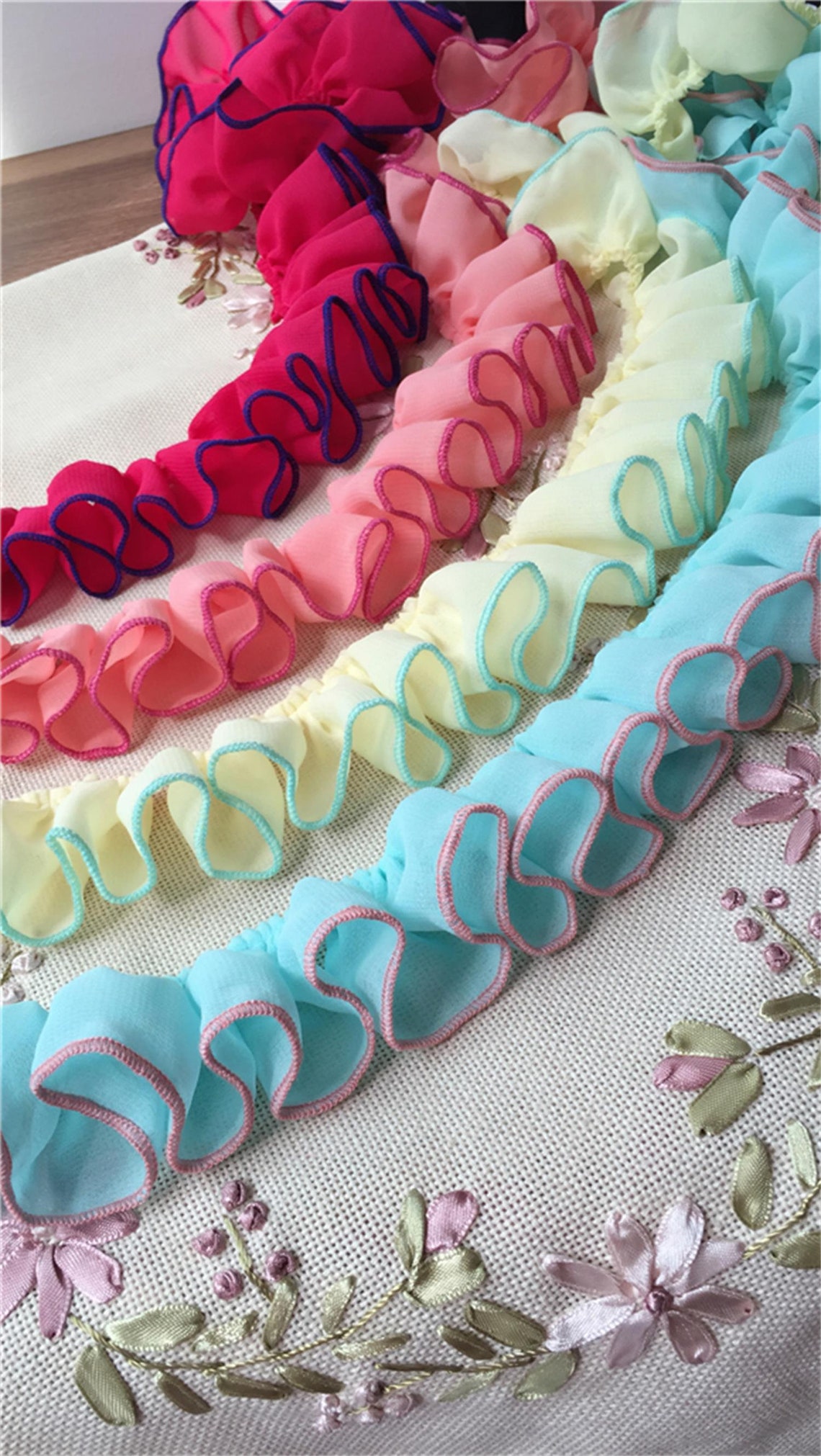 High quality Multi color pleated ribbons ruffled chiffon | Etsy