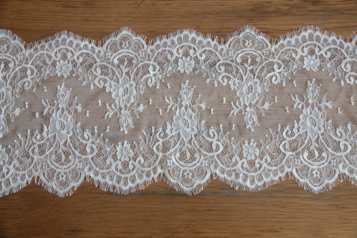 3 Yards French Chantilly Style Lace Delicate White Double Side ...
