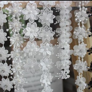 White 3D Beaded Flower Lace Decoration, Girl Dress, Scrapbook ...