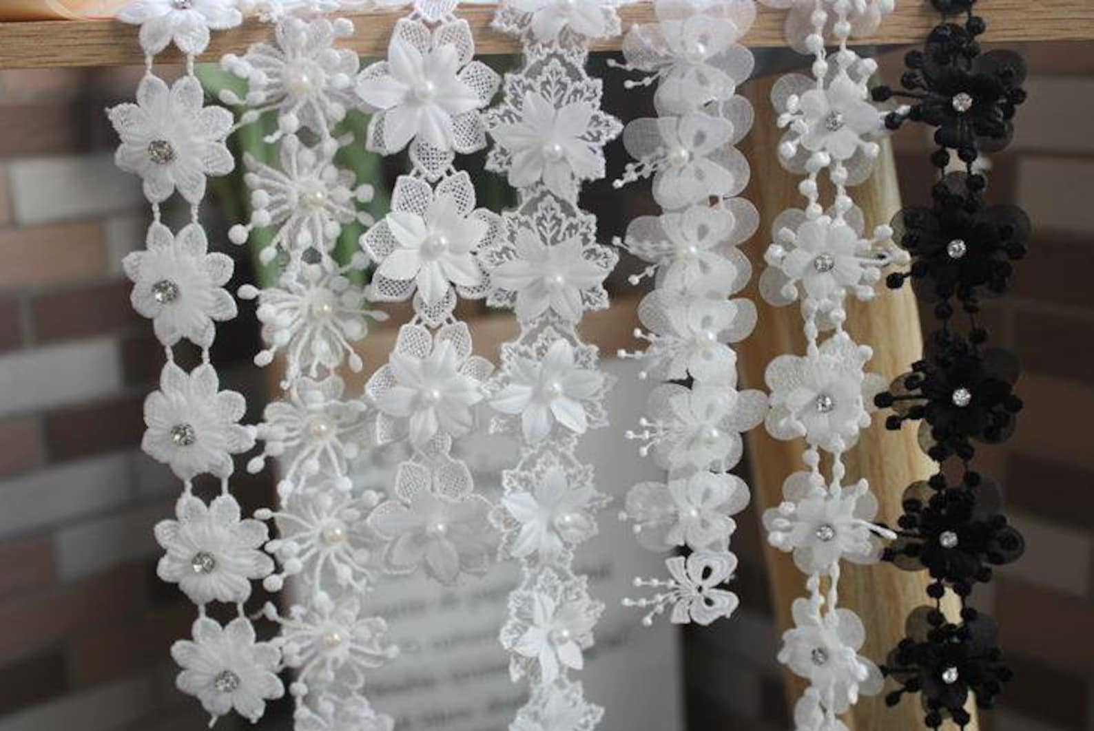 White 3D Beaded Flower Lace Decoration, Girl Dress, Scrapbook ...