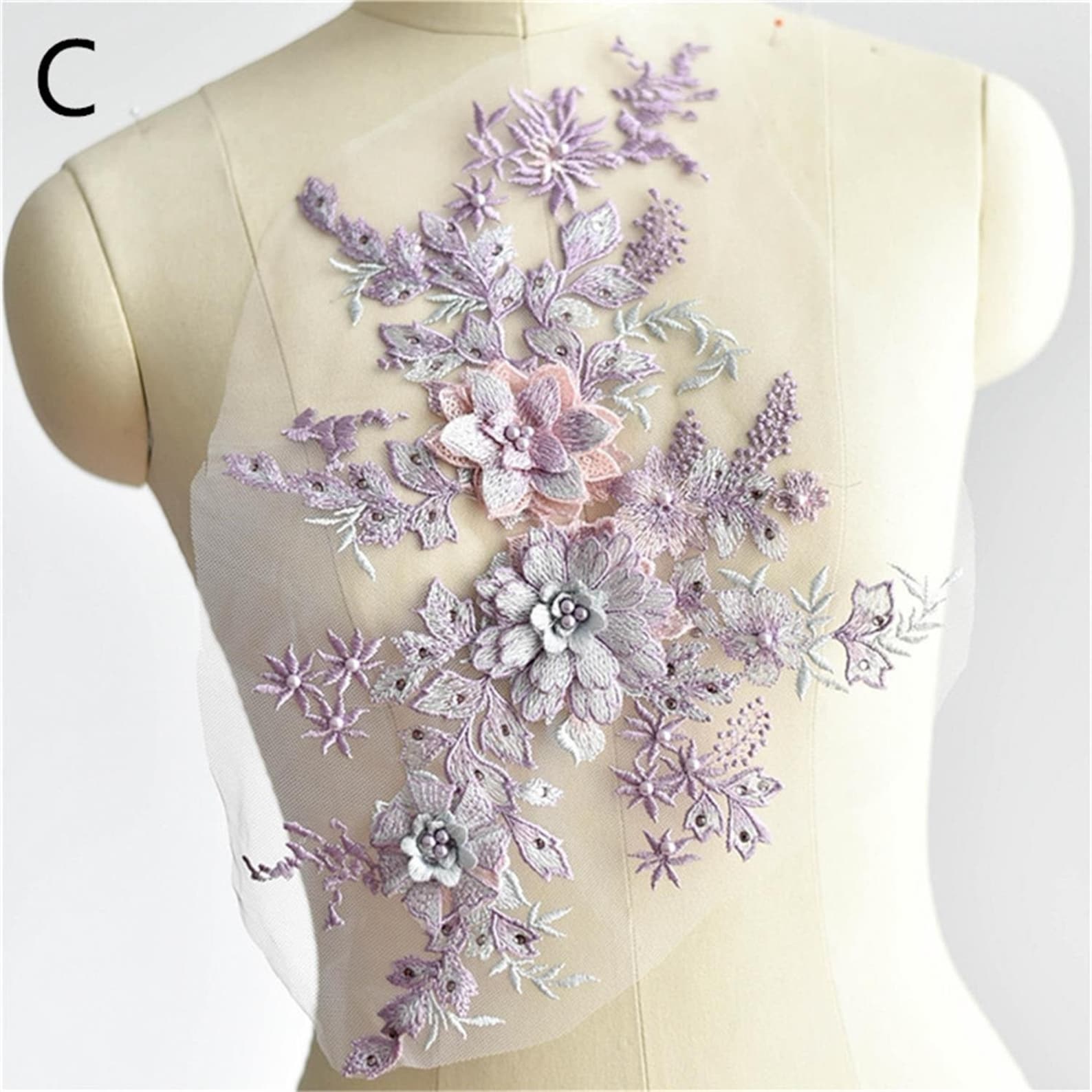 Multi-color Lace Appliqué 3d Flower Appliqué Beaded | Etsy