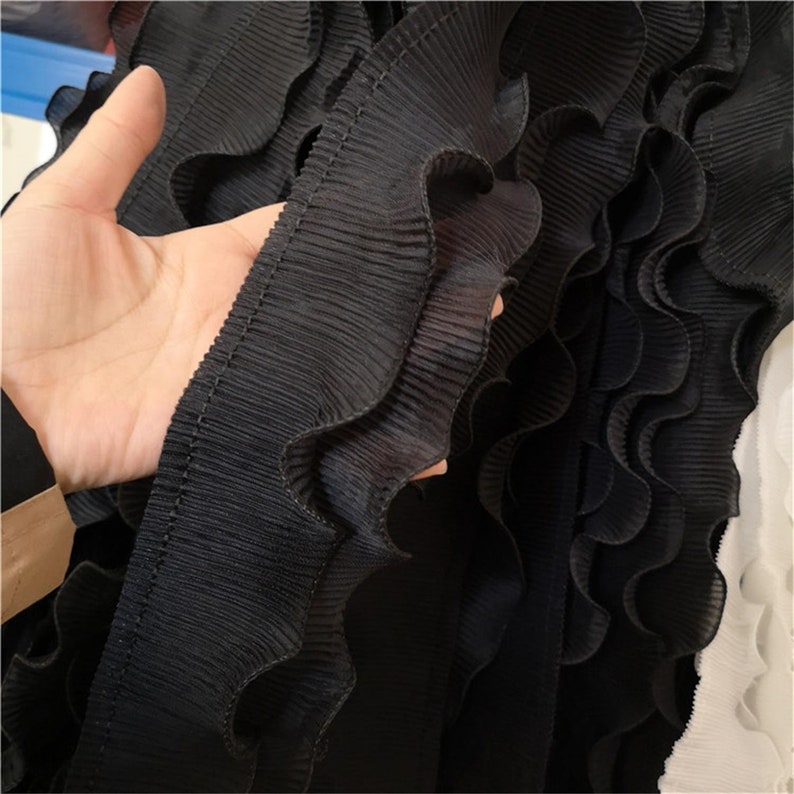 Elastic Black and White Double Two-layer Pleated Vintage - Etsy