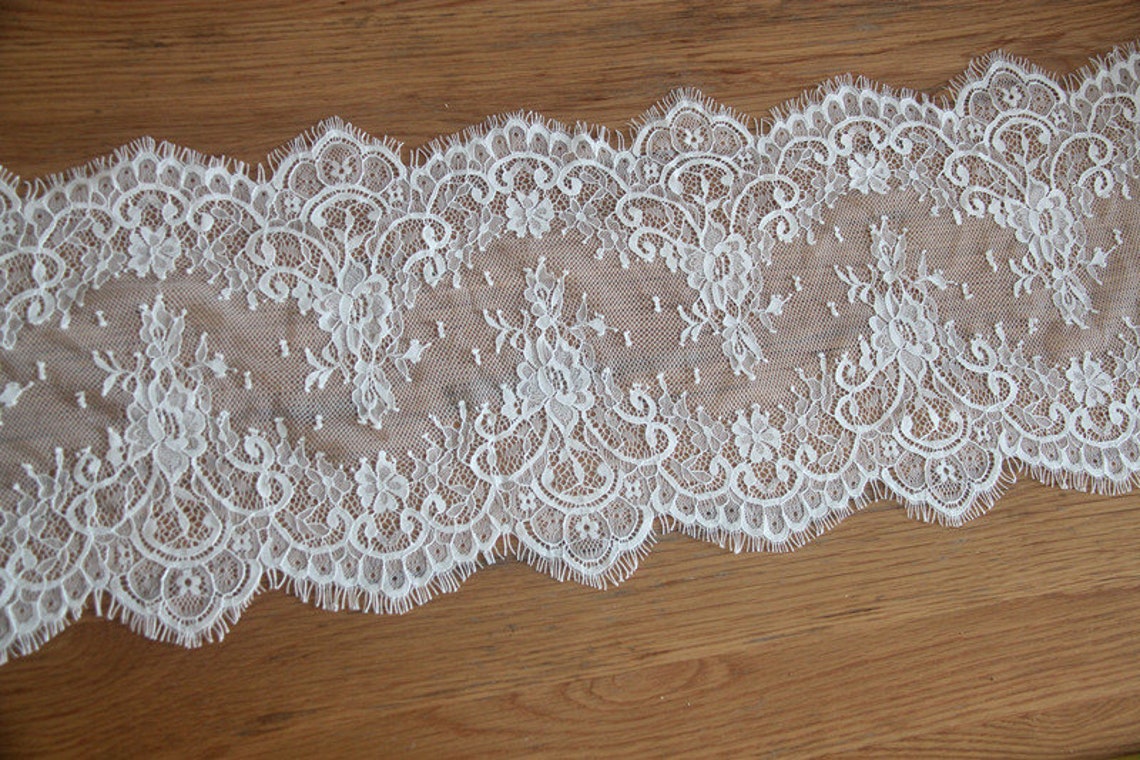 3 Yards French Chantilly Style Lace Delicate White Double Side ...