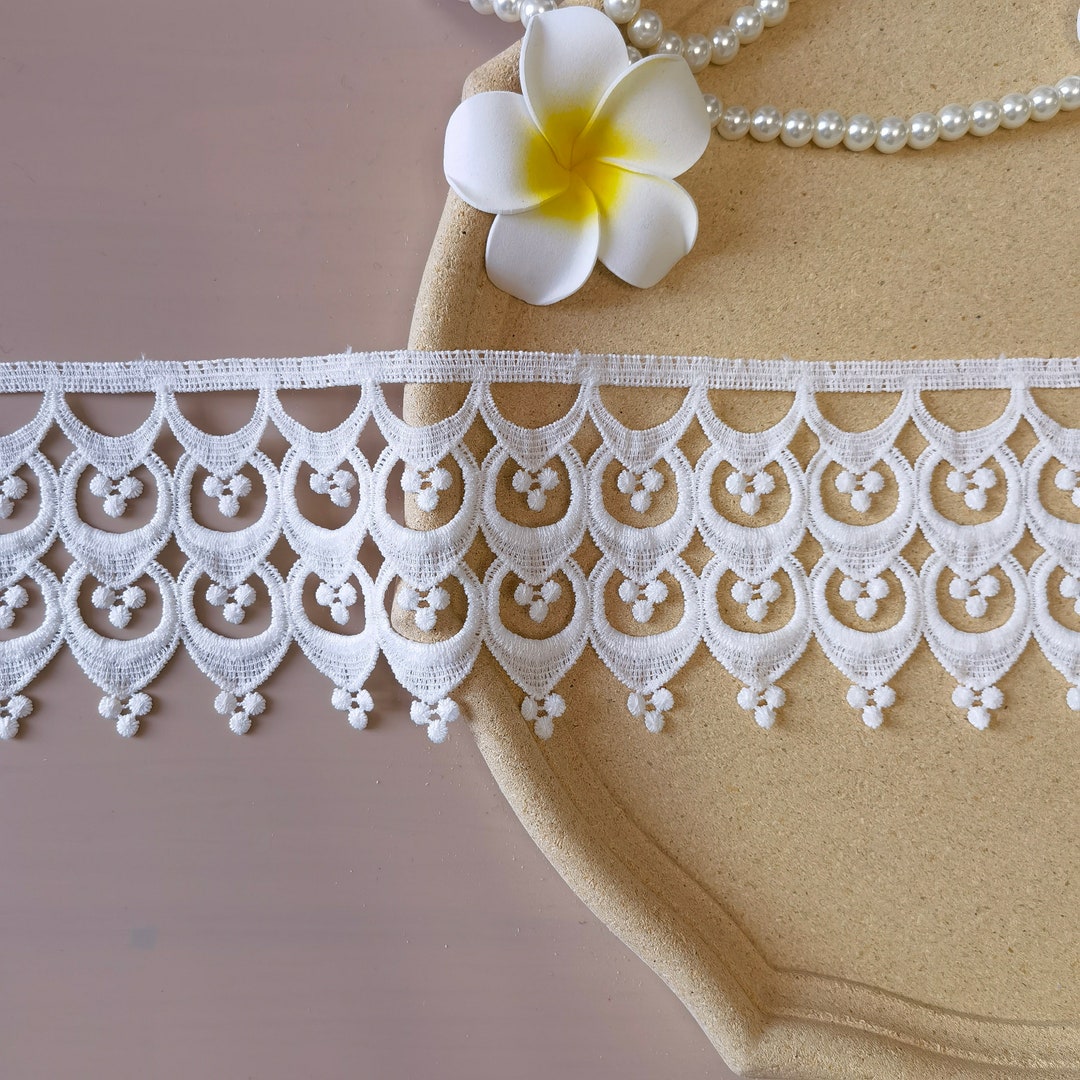 2 YARDS White Venetian Fan-shaped Lace Trim, Suitable for Brides ...