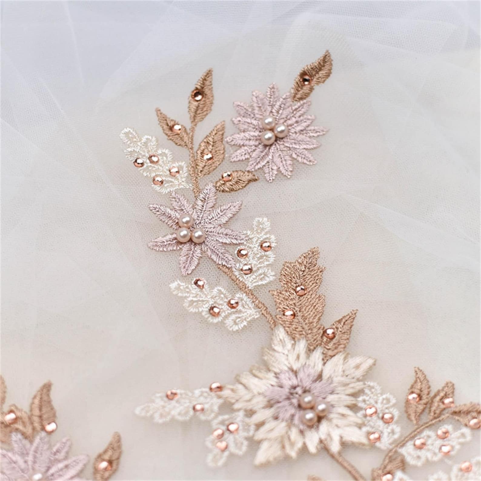 3D Pearl Beaded Flower Lace Applique Embellished Lace Patch | Etsy