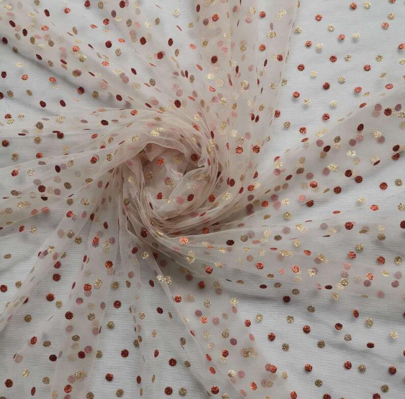 Multi-color Polka Dot Sequins Dotted on the Tulle Fabric, Suitable for ...