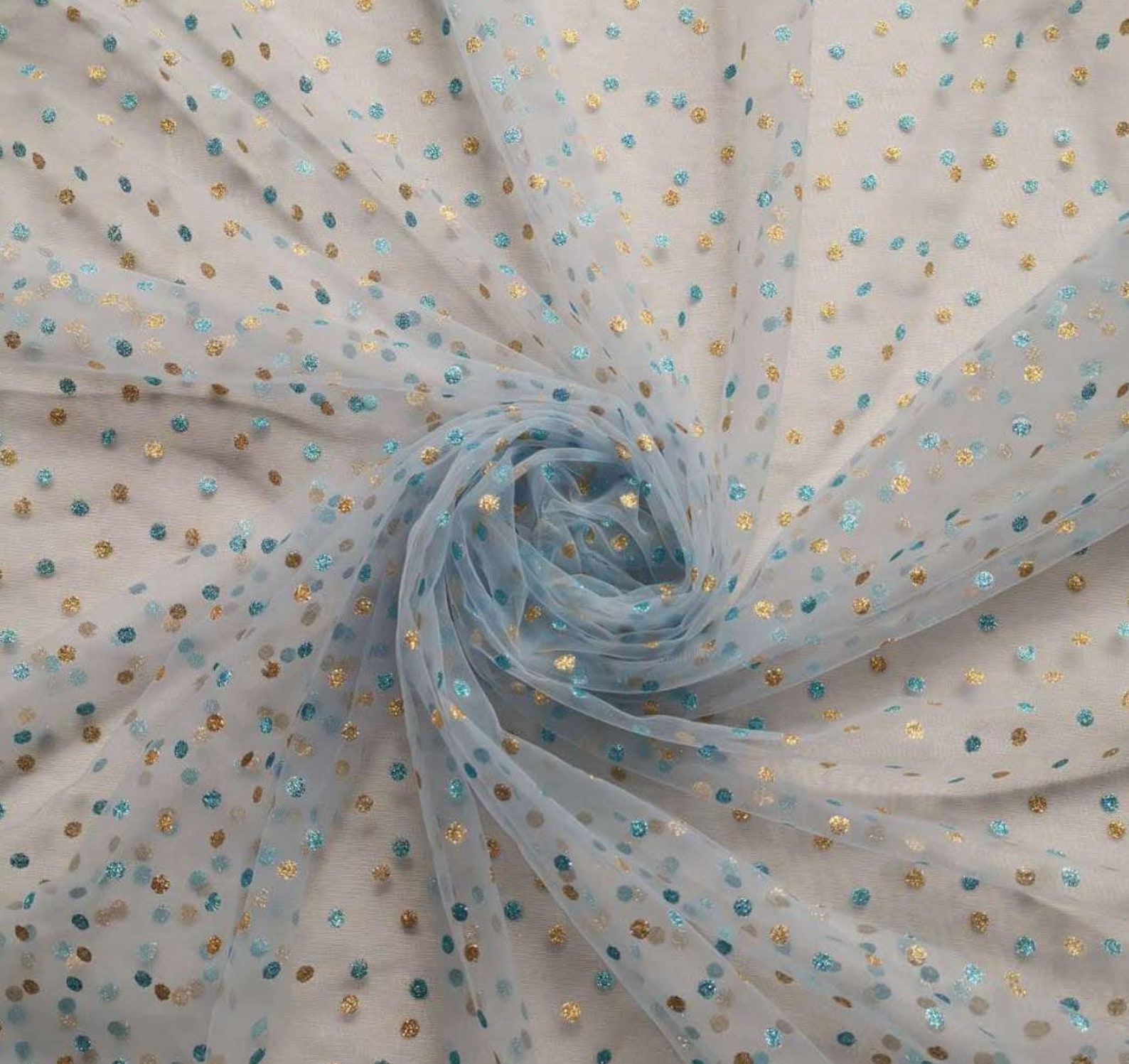 Multi-color Polka Dot Sequins Dotted on the Tulle Fabric, Suitable for ...