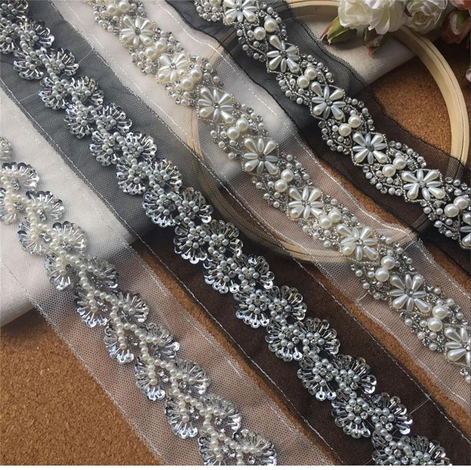 Beaded Trims Lace Beaded Trimming for Bridal Bridesmaid Gown | Etsy