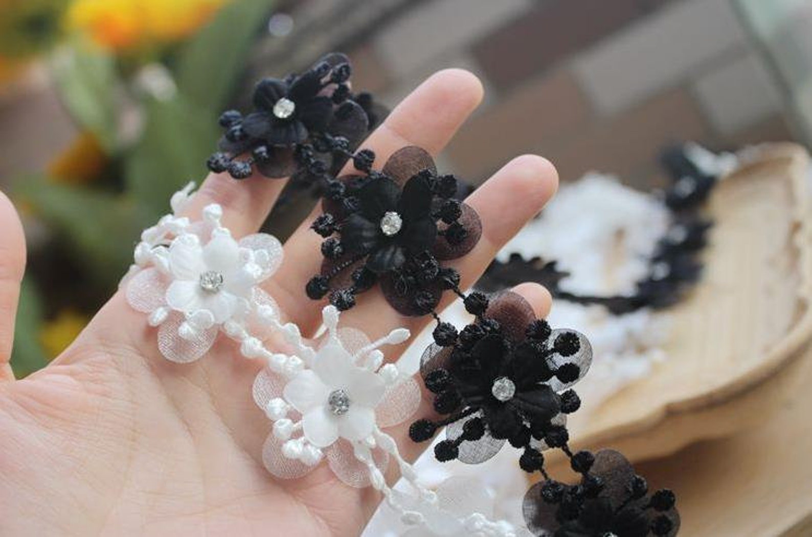 White 3D Beaded Flower Lace Decoration, Girl Dress, Scrapbook ...