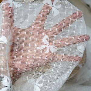 1.5 M Wide Mesh Gauze Bow Dot Dot Mesh Stretch Lace Fabric DIY Wedding ...