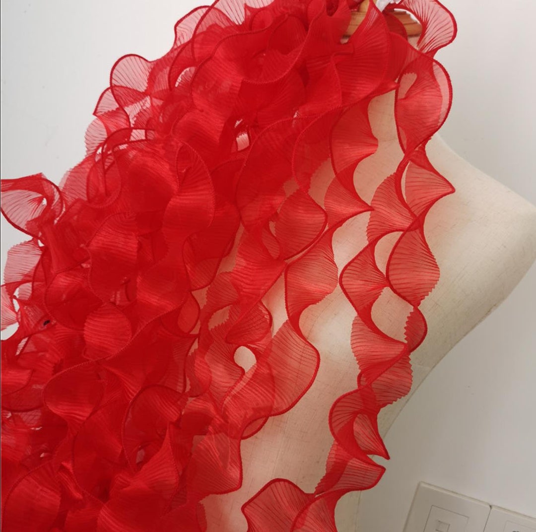 1.37 Inches Wide Red Organza Lace Edges, Soft Wedding Lace Bridal Lace ...