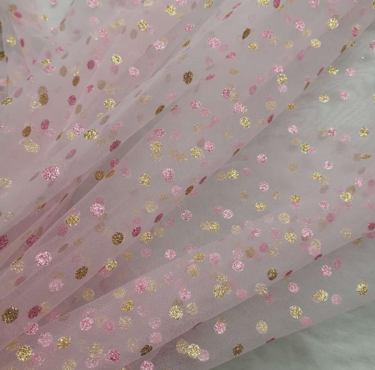 Multi-color Polka Dot Sequins Dotted on the Tulle Fabric, Suitable for ...