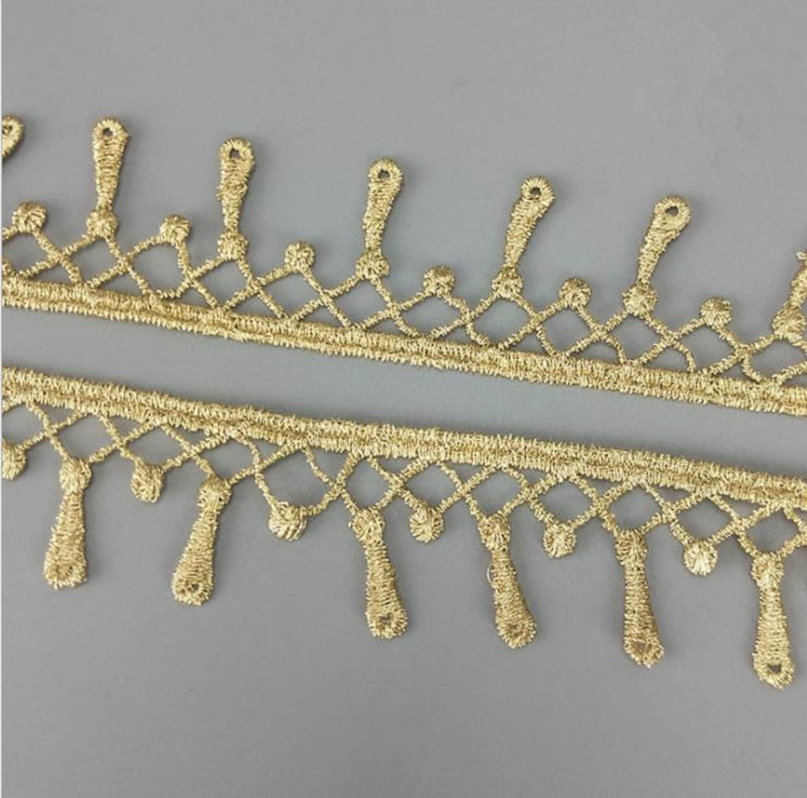 Metallic Gold-tone Lace-trimmed Gold-embroidered Lace Trim - Etsy