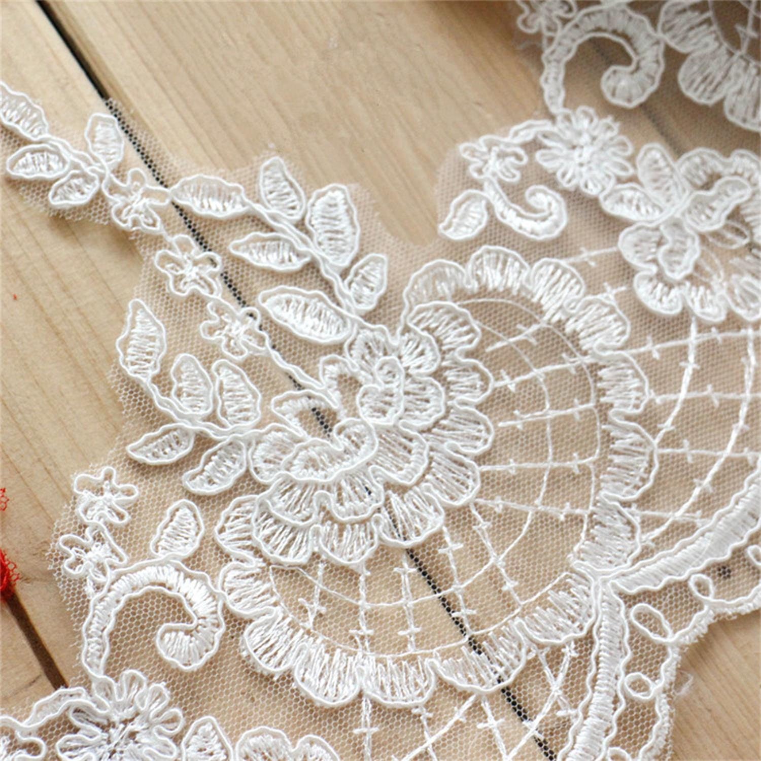 Red/white Color Alencon Lace Trim for DIY Wedding Veils Sashes Headwear ...