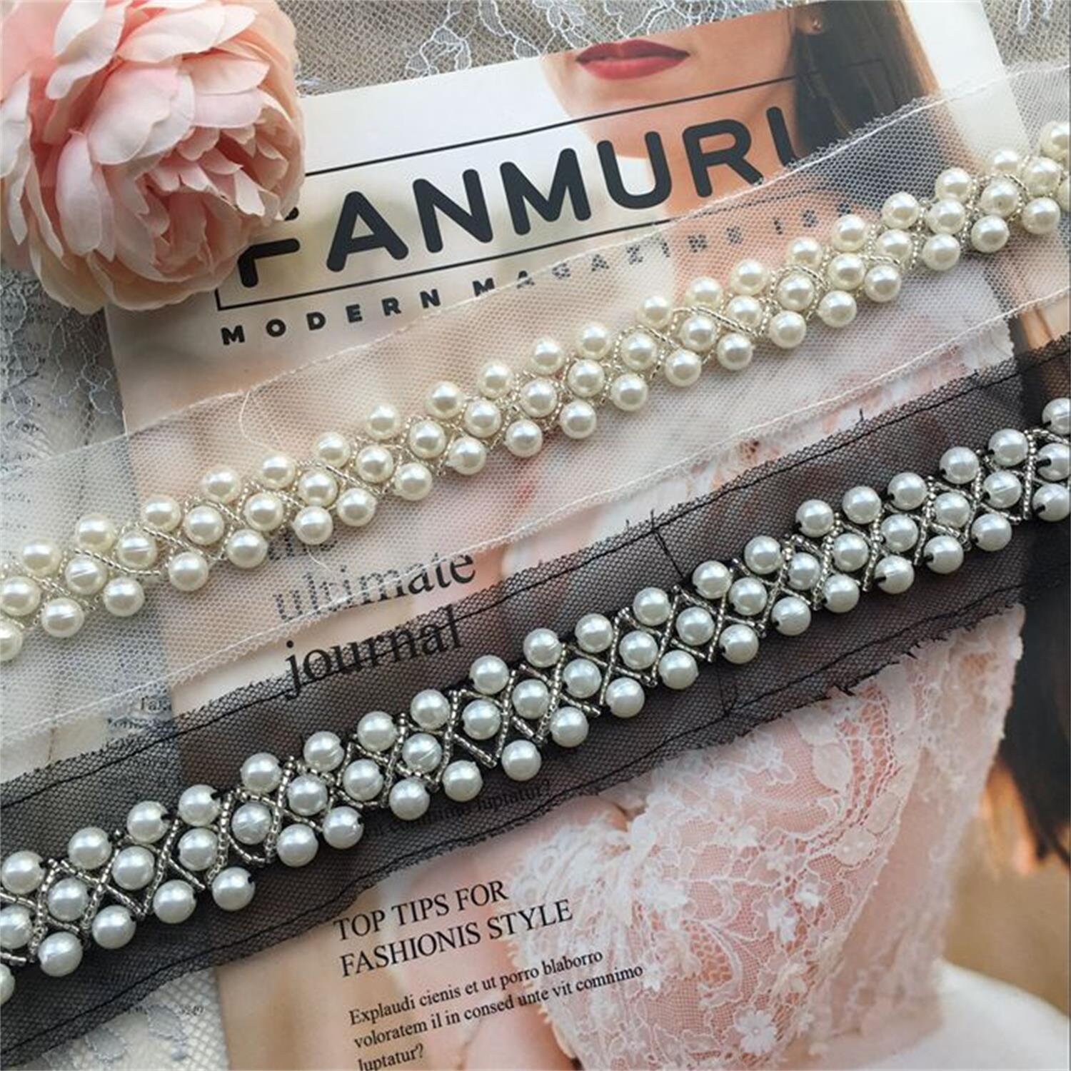 1 Yard Pearl Trim Ivory Wedding Beaded Trim for Bridal | Etsy