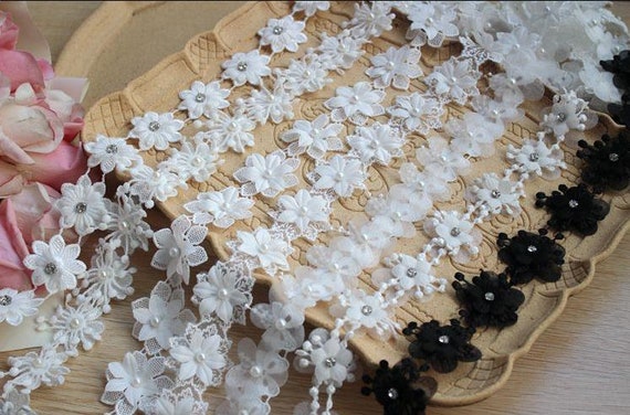 White 3D Beaded Flower Lace Decoration Girl Dress Scrapbook | Etsy