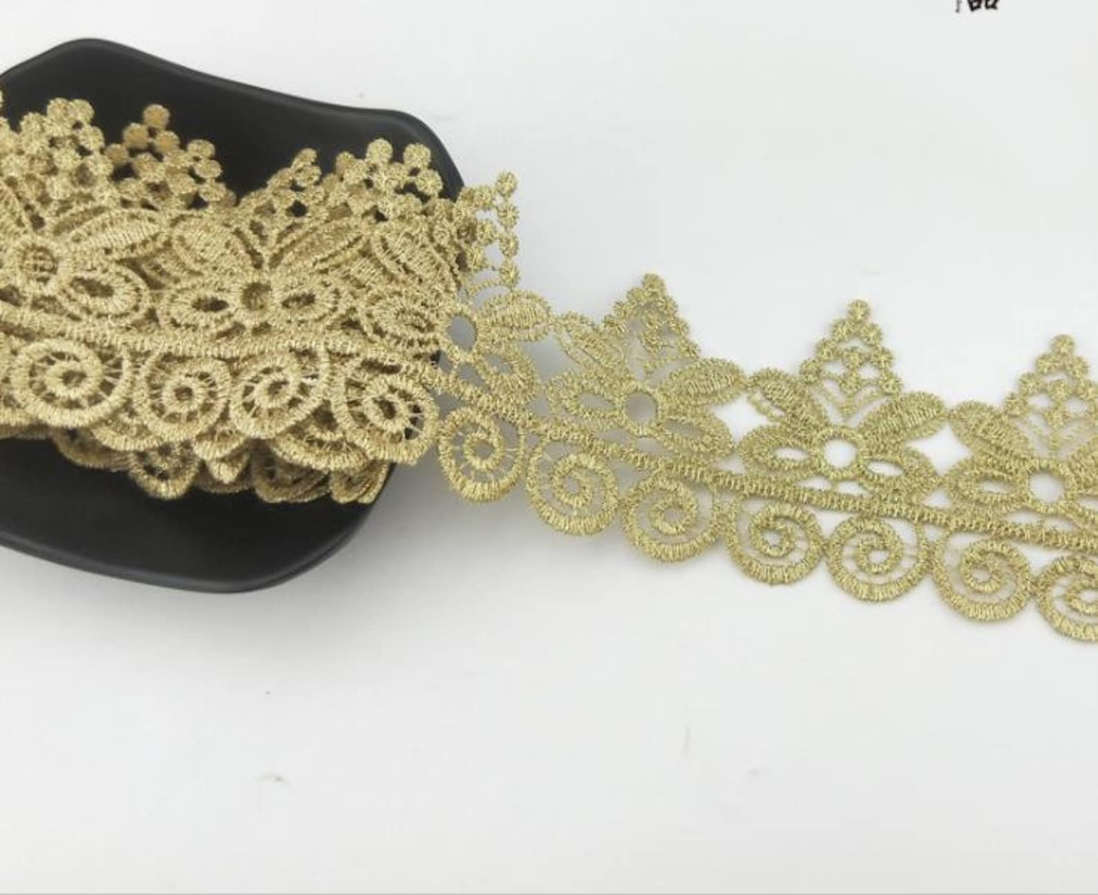 DIY Gold Thread Embroidered Lace Ornament Gold Lace Ornament | Etsy