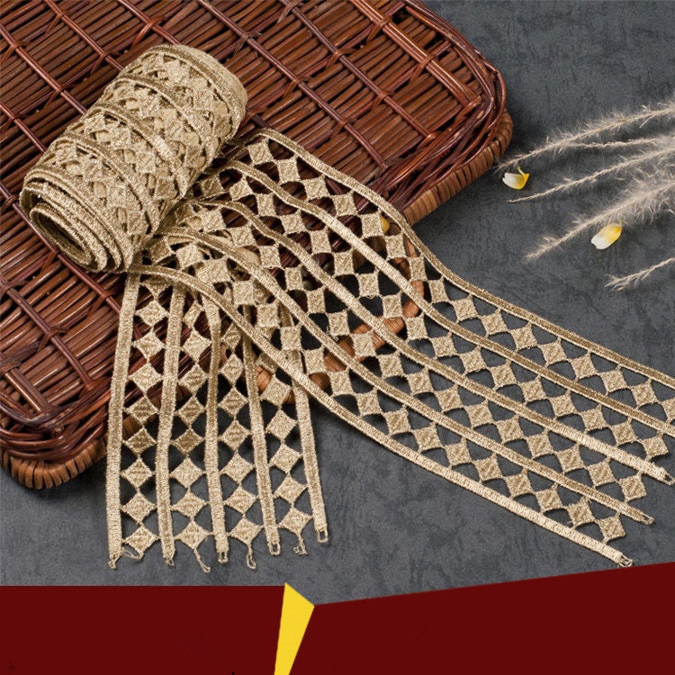 Golden Venetian Lace Elegant Rich Metallic Gold Openwork Lace | Etsy