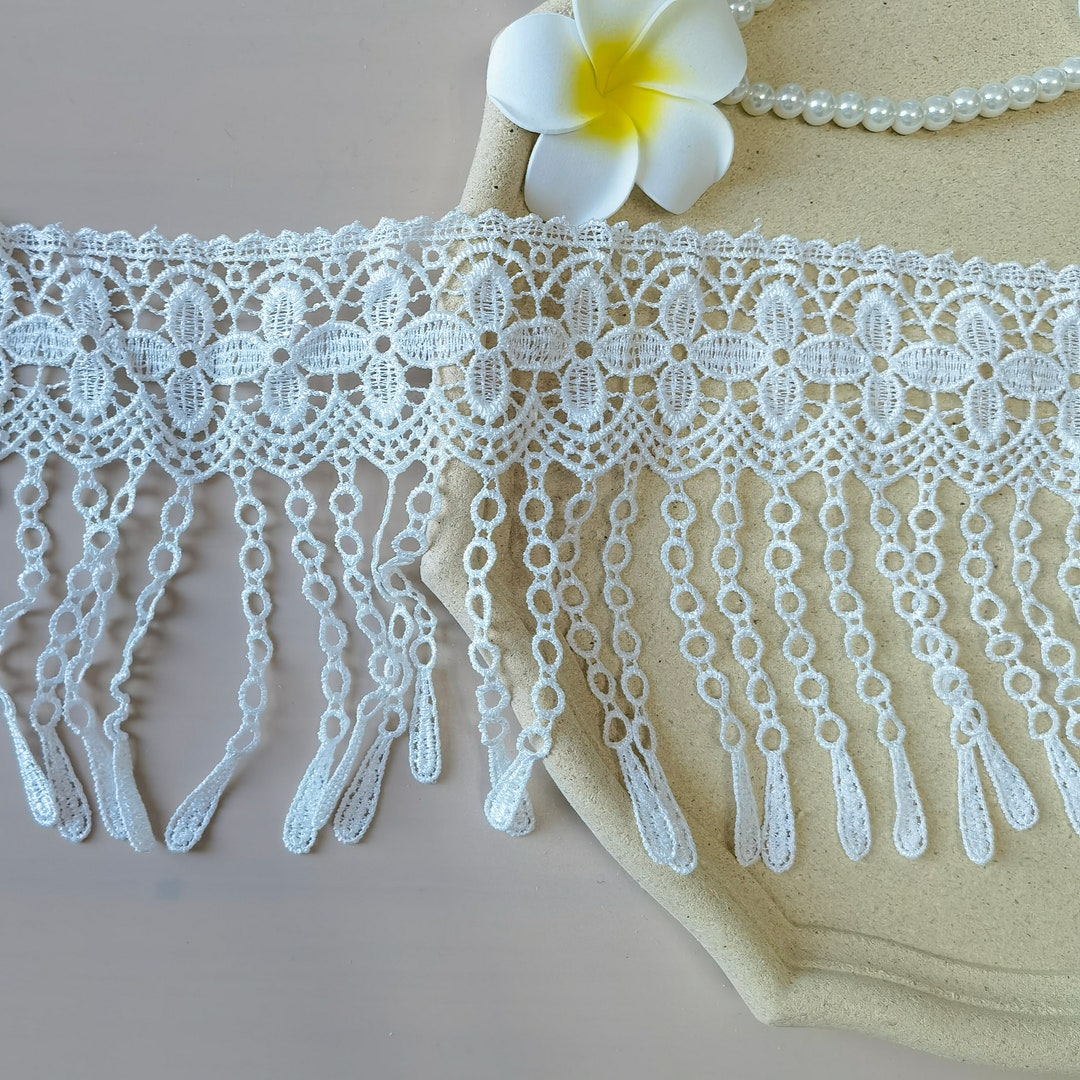 2 YARDS White Venetian Fringe Lace, Suitable for Wedding Curtain Lace ...