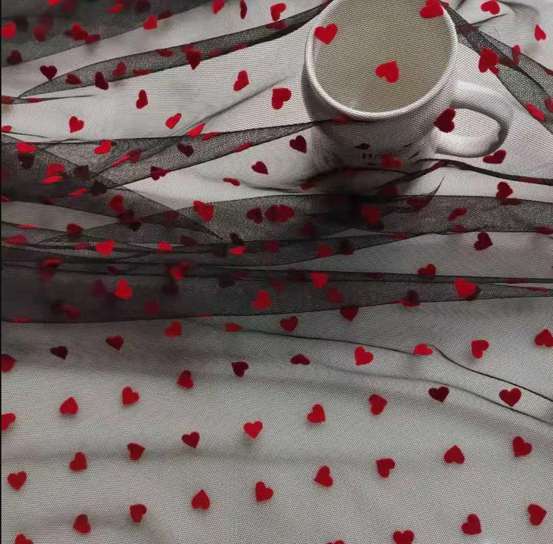 High-quality Hearts Gauze Fabric Red Heart-shaped Mesh - Etsy