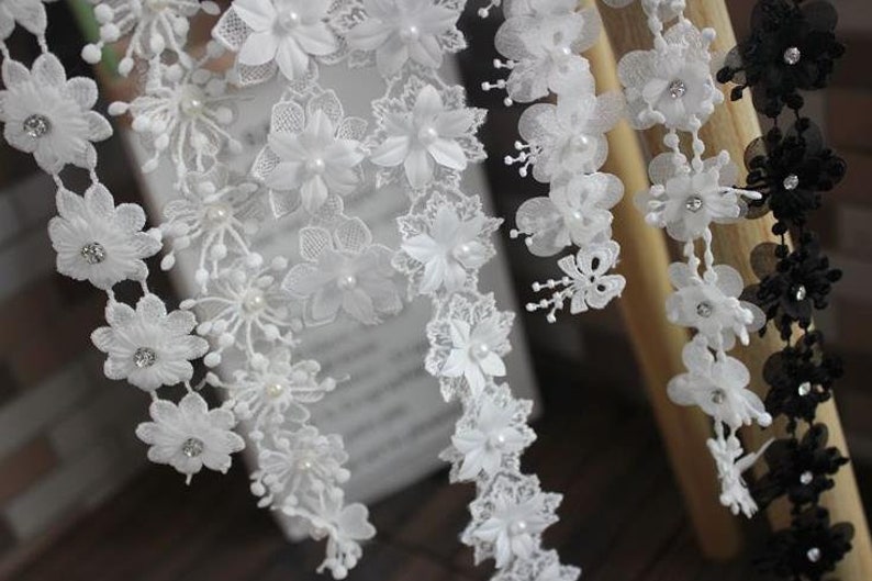 White 3D Beaded Flower Lace Decoration Girl Dress Scrapbook | Etsy