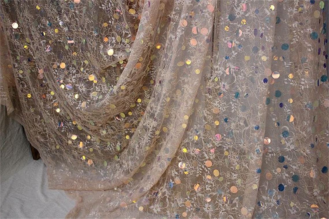 High-end Embroidered Sequined Lace Fabric, Party or Wedding Magic ...