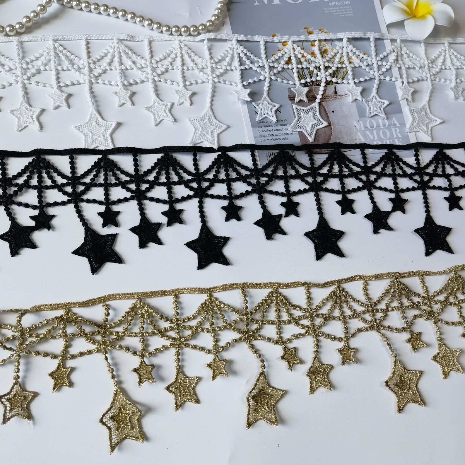 2 Yardsdelicate Star Lace Trim Stars Fringe Tassels Lace for - Etsy