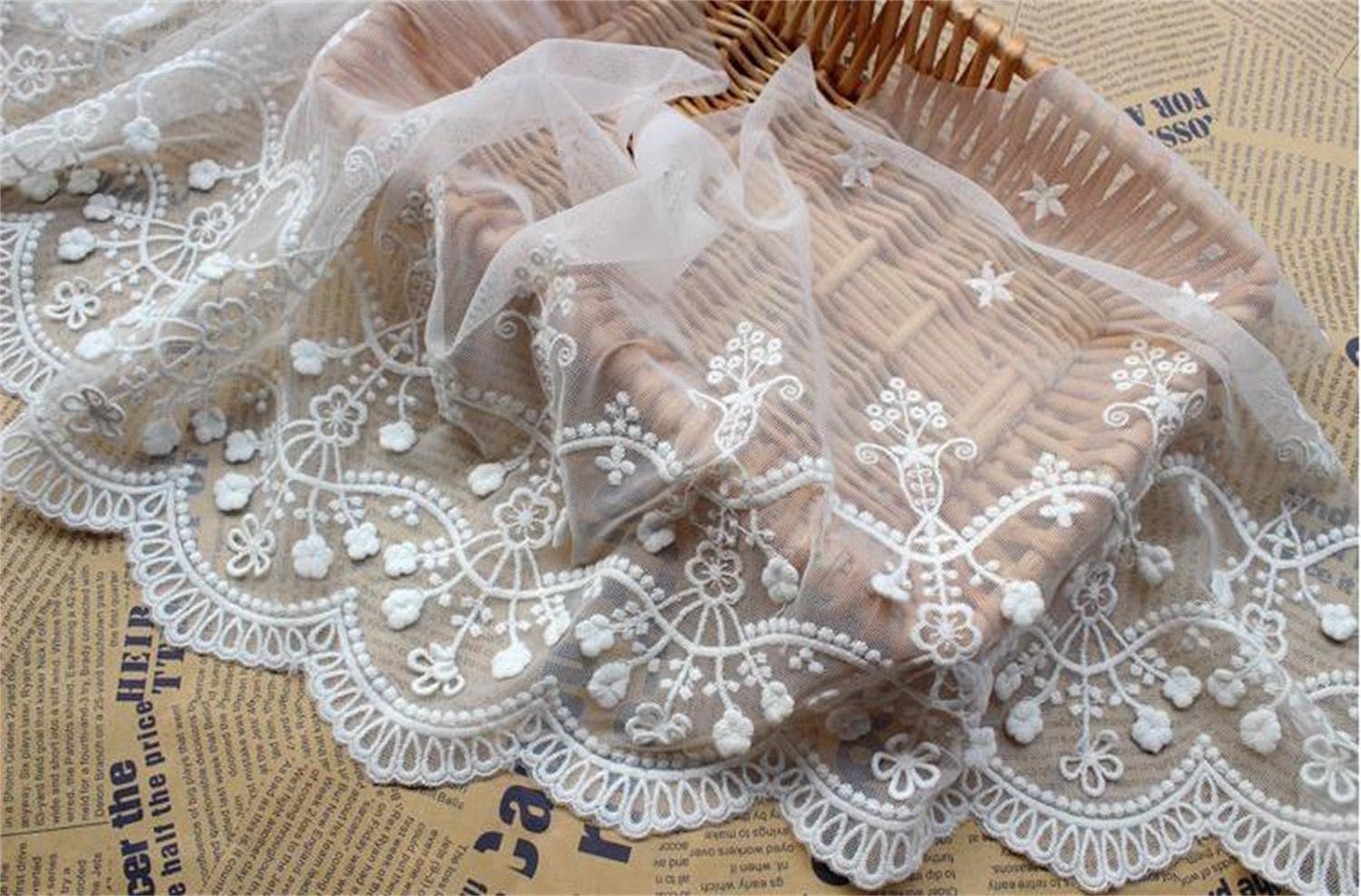 White embroidered lace snowflake trim bridal lace wedding | Etsy
