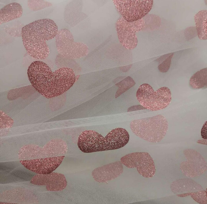 Bingbinghearts Gauze Fabric, Soft Heart-shaped Mesh Fabric, Valentine's ...