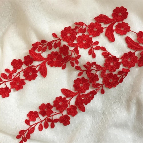 One Pair Red Flower Appliques Lace for Wedding Dress Lace - Etsy