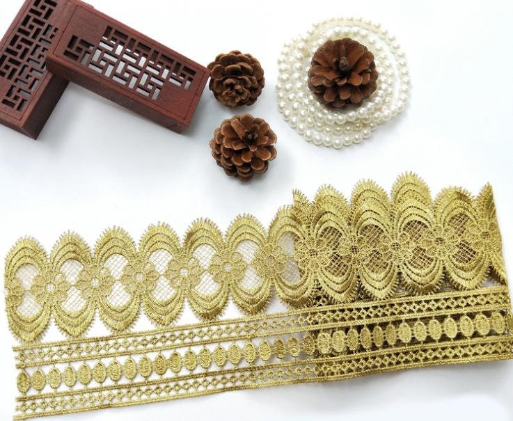 Golden Embroidery Lace Ornament DIY Wedding Lace Ornament | Etsy