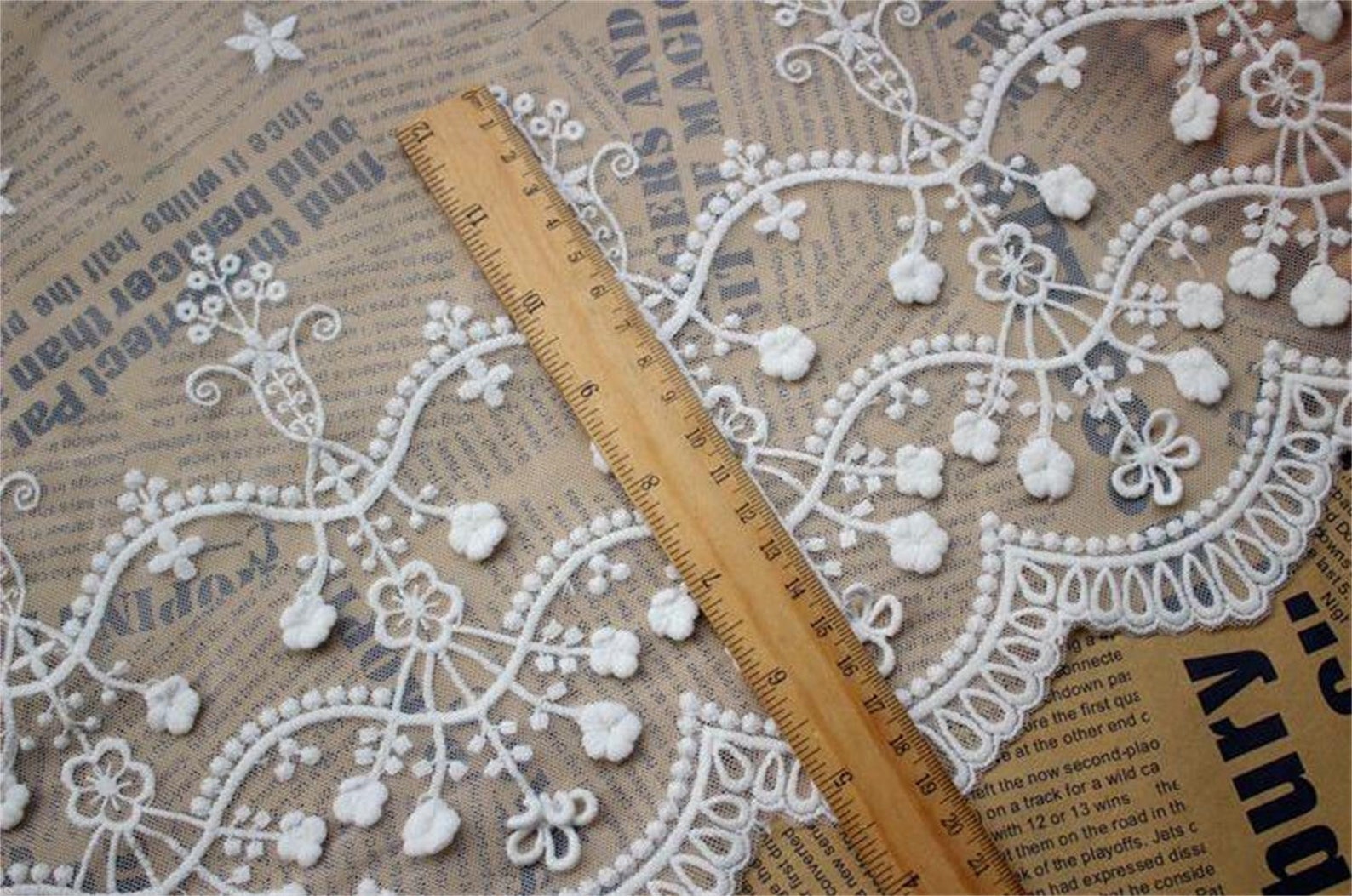 White Embroidered Lace, Snowflake Trim, Bridal Lace, Wedding Lace Trim ...