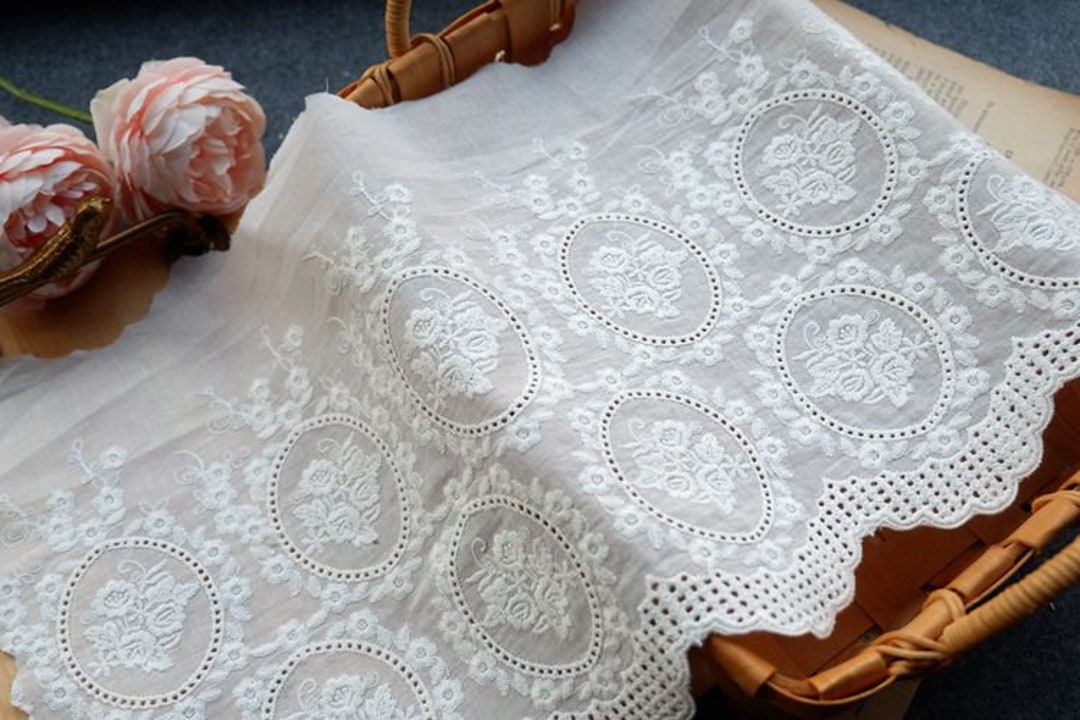 High-quality White Cotton Lace for Lace Curtains, Tablecloth Decoration ...