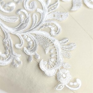White Cotton Floral Lace Appliqué Pair Wedding Dress Bodice, Headdress ...
